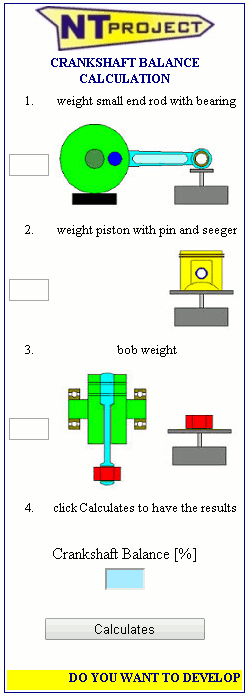 Utility to calculate the balance of the crankshaft